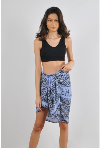 Lalibo Mavi Siyah Desenli Şal Plaj Pareo Lalibo Mavi Siyah Desenli Şal Plaj Pareo