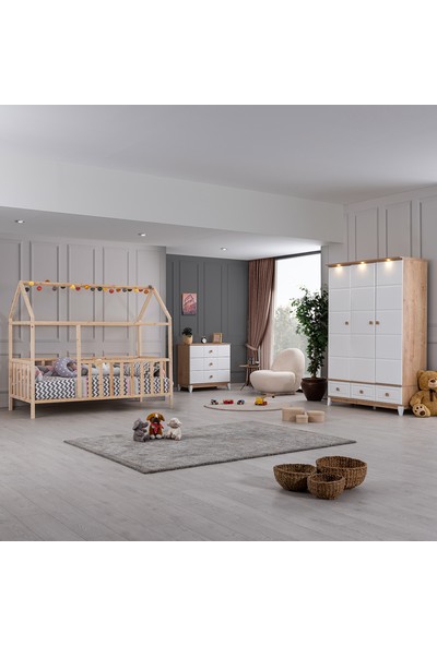 Setay Montessori, Çizgi Zirve Montessori Çocuk Odası, 3 Kapaklı Ledli Dolap, Montessori Yatak, Şifonyer Setay Montessori, Çizgi Zirve Montessori Çocuk Odası, 3 Kapaklı Ledli Dolap, Montessori Yatak, Şifonyer