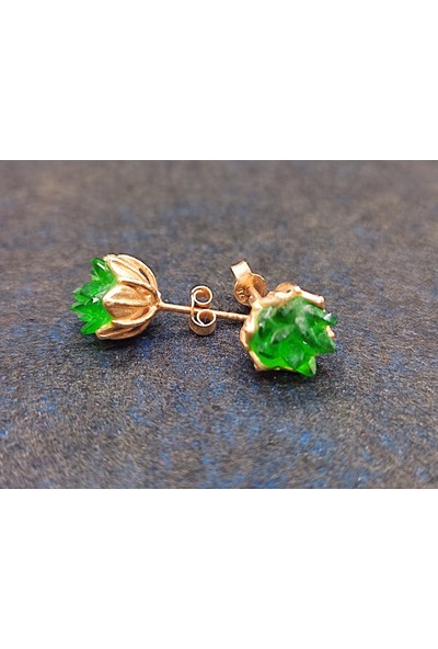 El İşi Vedat Gümüş 925 Ayar Gümüş Zirkon Taşlı Lotus Çiçek Küpe