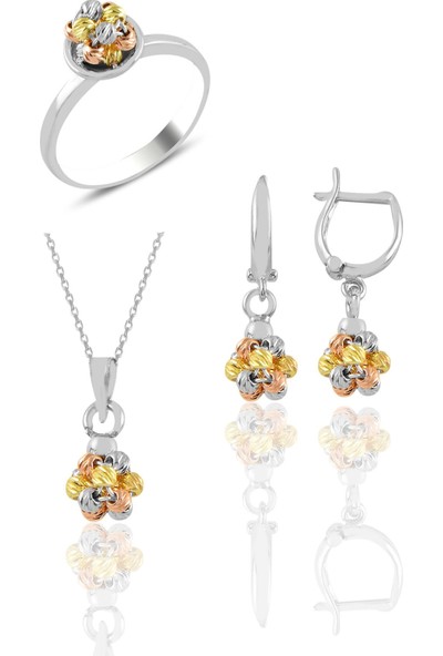 Söğütlü Silver Gümüş Altın Yaldızlı, Rodaj ve Rose Renkli Dorissa Dorica Top Üçlü Set Söğütlü Silver Gümüş Altın Yaldızlı, Rodaj ve Rose Renkli Dorissa Dorica Top Üçlü Set