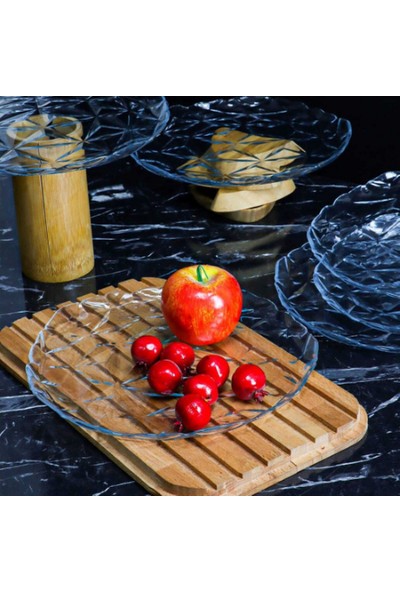 Estrella 6 Lı Cam Pasta Tabağı -Buz Mavisi Estrella 6 Lı Cam Pasta Tabağı -Buz Mavisi