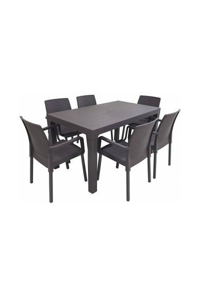 Çavdar Group Black Seri 90*150 Rattan Plastik Camsız Masa Takımı 6 Sandalyeli Çavdar Group Black Seri 90*150 Rattan Plastik Camsız Masa Takımı 6 Sandalyeli