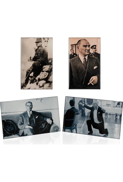 Zekupp Atatürk Portresi Masaüstü 4'lü Set Model B 8 x 13 cm