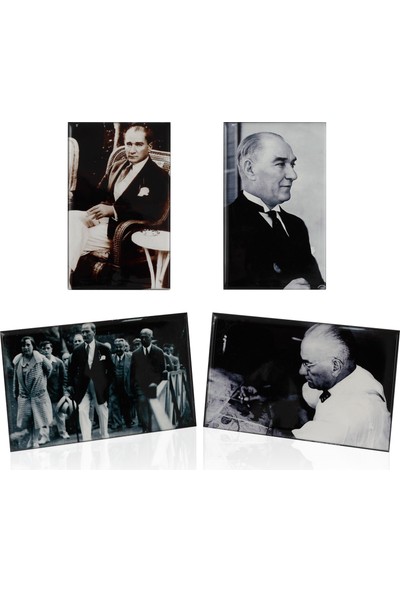 Zekupp Atatürk Portresi Masaüstü 4'lü Set Model D 8 x 13 cm