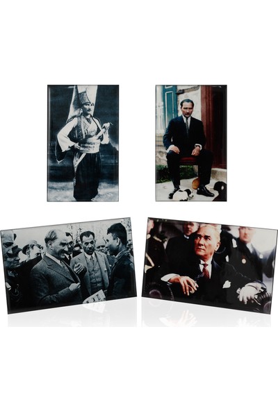 Zekupp Atatürk Portresi Masaüstü 4'lü Set Model E 8 x 13 cm