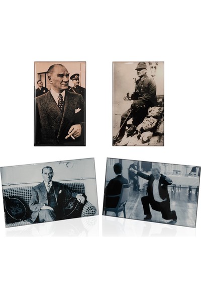 Zekupp Atatürk Portresi Masaüstü 4'lü Set Model G 8 x 13 cm