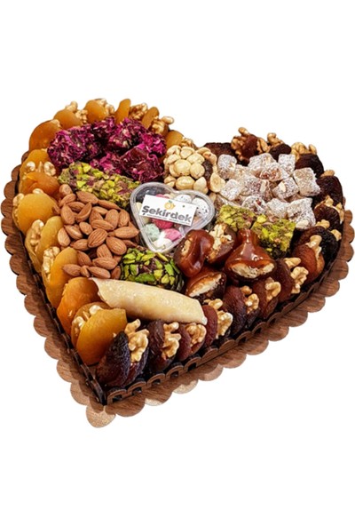 Şekirdek Tiamo Ahşap Kalp Hediyelik Kayısı Paketi 1100 gr