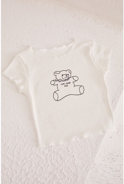 Nakışlı Kaşkorse Crop-Ekru