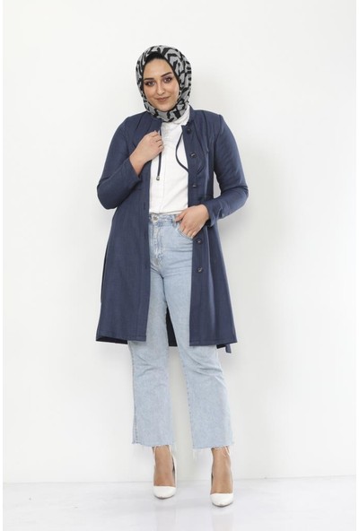 Moda Mihram Düğme Detaylı Tesettür Kap Lacivert