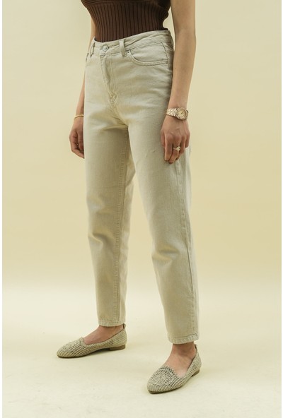 Shefoon Boru Paça Kot Pantolon Taş Shefoon Boru Paça Kot Pantolon Taş