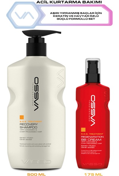 Vasso Aşırı Yıpranmış Saçlar Için Keratinli Havyarlı Şampuan ve Durulanmayan Bb Krem Bakım Seti 500ML175ML Sossetbakım3 Vasso Aşırı Yıpranmış Saçlar Için Keratinli Havyarlı Şampuan ve Durulanmayan Bb Krem Bakım Seti 500ML175ML Sossetbakım3