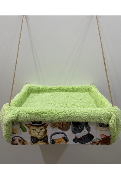 Jaspet Fıstık Yeşili Desenli Cama Asılan Yatak