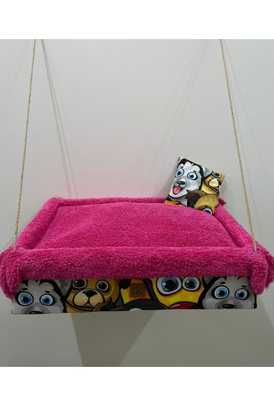 Jaspet Pembe Desenli Kedi Yatağı Cama Asılan Jaspet Pembe Desenli Kedi Yatağı Cama Asılan