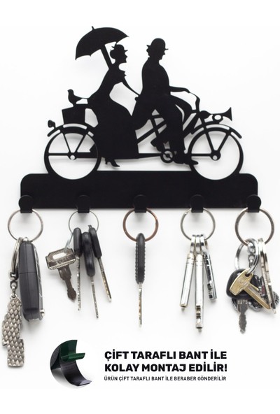 Metal Dekoratif Bisiklet Desenli Anahtarlık Askısı