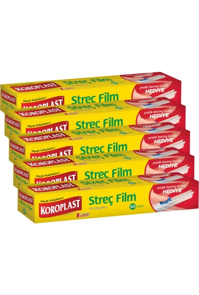 Koroplast Streç Film 100 Metre Kesme Bıçağı Birlikte 5'li