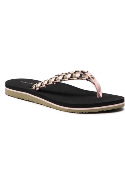 Kadın Tommy Hilfiger Kadın Woven Webbing Flat Beach Sandal Parmak Arası Terlik FW0FW06426