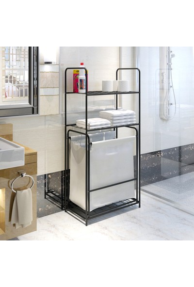 Won Home 2 Raflı Kirli Sepetli Banyo Düzenleyici Banyo Rafı Kirli Sepeti Won Home 2 Raflı Kirli Sepetli Banyo Düzenleyici Banyo Rafı Kirli Sepeti