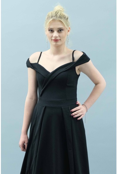 Omuz Dekolteli Abiye Siyah