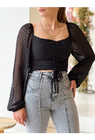 Önü Tünelli Şifon Bluz