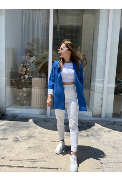 Blazer Ceket-Saks Mavi