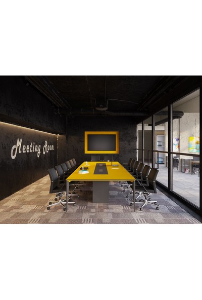 Uzay Ofis Elit Toplantı Masası - Sarı - Antrasit - 360 cm