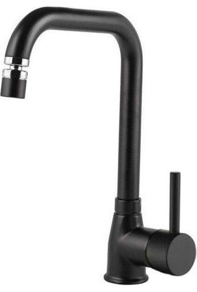 Syronea Londra Siyah Mutfak Eviye Bataryası Oynar Perlatörlü Başlık