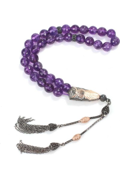 Nusret Takı 925 Ayar Gümüş Fasetli Ametist Taşlı Küre Kesim Tesbih Nusret Takı 925 Ayar Gümüş Fasetli Ametist Taşlı Küre Kesim Tesbih