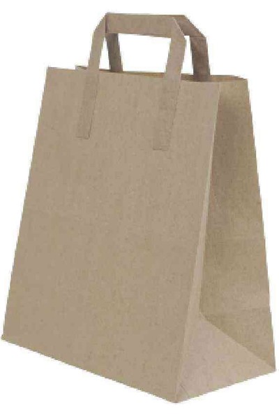 Kraft Kağıt Çanta Düz Saplı 25X28X14 cm 10 Adetli