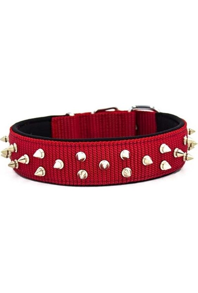 Doggie Comfort Dokuma Bol Çivili Köpek Boyun Tasması Small Kırmızı 4X47-55 cm