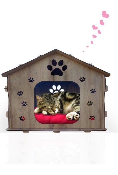 Kedi Evi Ahşap Kedi Kulübe Kedi Yuvası Büyük Boy Kedi Barınağı 40X52X35CM Minder Hediyeli Kedi Evi Ahşap Kedi Kulübe Kedi Yuvası Büyük Boy Kedi Barınağı 40X52X35CM Minder Hediyeli