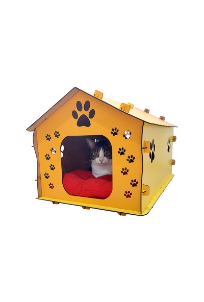 Kedi Evi Ahşap Kedi Kulübe Kedi Yuvası Büyük Boy Kedi Barınağı 40X52X35CM Minder Hediyeli Kedi Evi Ahşap Kedi Kulübe Kedi Yuvası Büyük Boy Kedi Barınağı 40X52X35CM Minder Hediyeli