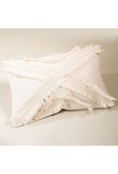 Vivamaison Tekli Özel Tasarım Krem Çoklu Püsküllü Keten Kırlent Yastık Kılıfı 35 x 55 cm Vivamaison Tekli Özel Tasarım Krem Çoklu Püsküllü Keten Kırlent Yastık Kılıfı 35 x 55 cm