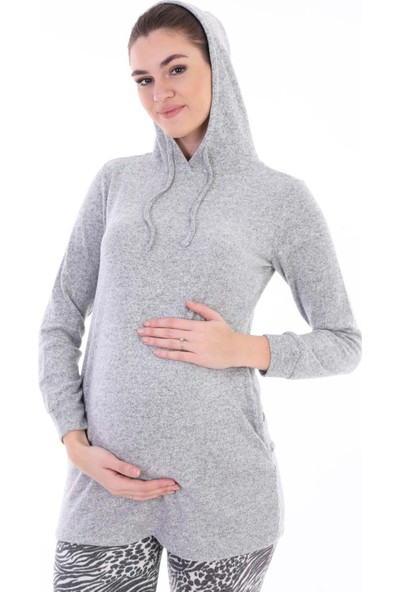 Meghan L.A Kapşonlu Hamile Tunik Yumuşak Kumaş