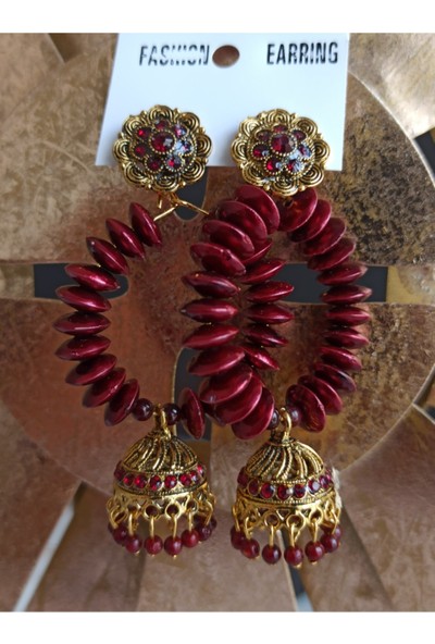 Hindistandan Ithal Küpe Göz Alıcı Şık ve Estetik Tasarım Geleneksel Hint Aksesuar Taşlı Takı