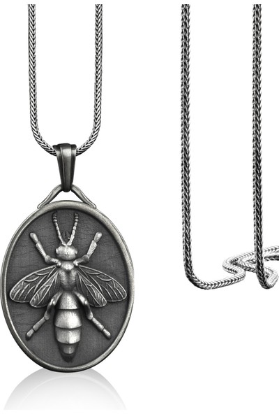 Bysilverstone Bal Arısı Madalyon Gümüş Kolye