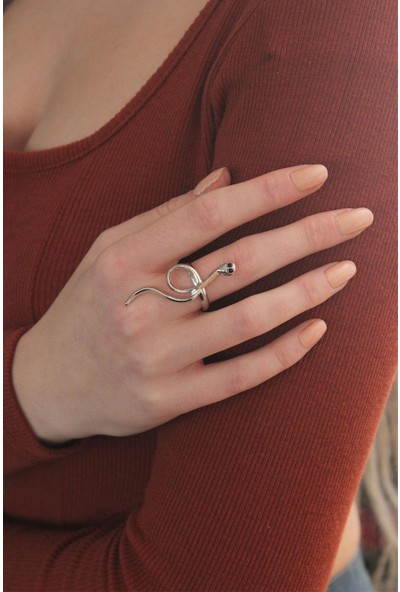 Clariss Ayarlanabilir Gümüş Renk Yılan Yüzük