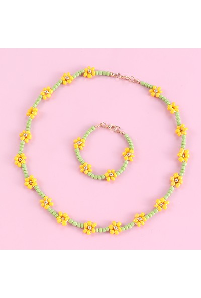 Sanmusen Çocuk Darı Boncuklu Kolye Bileklik 2'li Takım (Yurt Dışından)