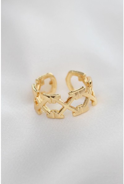 Clariss Ayarlamalı Altın Renk Çarpı Işareti Yüzük