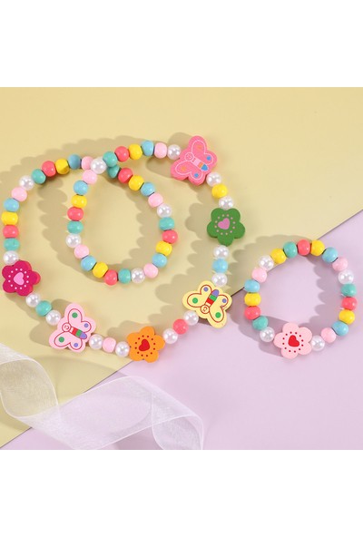 Sanmusen Çocuk Kız Kelebek Bileklik Kolye Takı 2 Takım (Yurt Dışından)