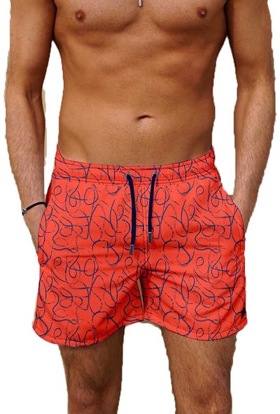 Miami Beach Su Itici Özellikli Dijital Baskılı Erkek Deniz Şort Mayo - 164-ORANJ Miami Beach Su Itici Özellikli Dijital Baskılı Erkek Deniz Şort Mayo - 164-ORANJ