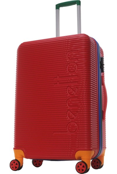 Benetton Büyük Boy Policarbon Kırılmaz Valiz Kırmızı 204X