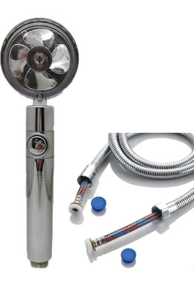 Brkyapı Su Tasarruflu 360 Derece Dönebilen Turbo Pervaneli Tazyikli Duş Başlığı Çelik Örgülü Duş Hortumu 150 cm Brkyapı Su Tasarruflu 360 Derece Dönebilen Turbo Pervaneli Tazyikli Duş Başlığı Çelik Örgülü Duş Hortumu 150 cm
