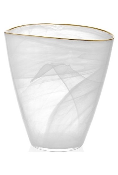 Cemile Beyaz Gold Rim Vazo 24 cm Cemile Beyaz Gold Rim Vazo 24 cm