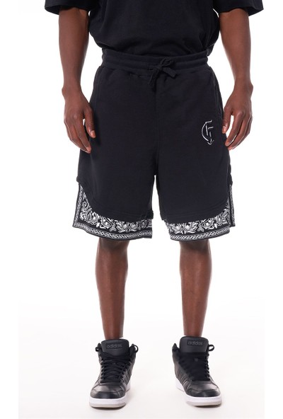 G-Short V1 - Bandana Desenli Siyah Unisex Şort