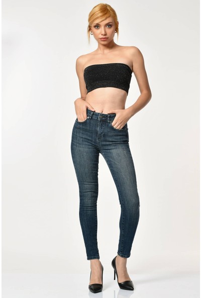Newgen Yüksek Bel Kadın Skinny Jean - Mavi Mavi - 44