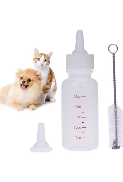 Yavru Kedi ve Köpek Biberon Seti 100ML + Yedek Başlık ve Fırçalı Yavru Kedi ve Köpek Biberon Seti 100ML + Yedek Başlık ve Fırçalı