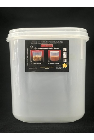 Kavis Köşeli Erzak Kavanozu 9 lt