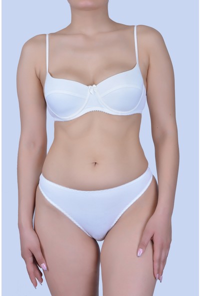 Sude Ayl Balenli Süngerli Beyaz Sütyen Takım 712