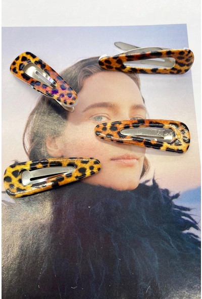 Bahels Kadın 4'lü Leopar Lüx Çıt Çıt Toka Seti