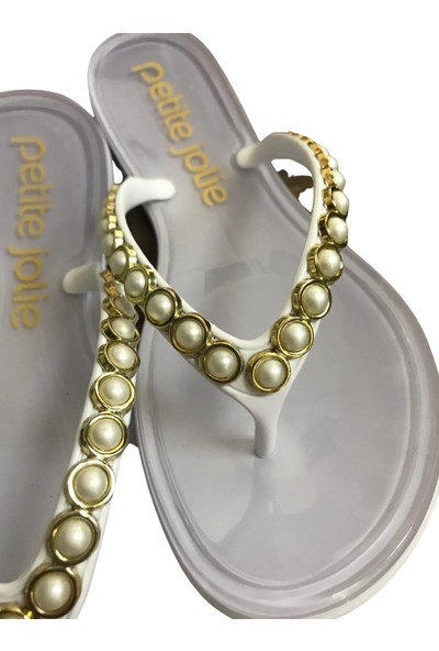 Petite Jolie Kadın Inci Detaylı Parmak Arası Sürdürülebilir Plaj ve Günlük Terlik